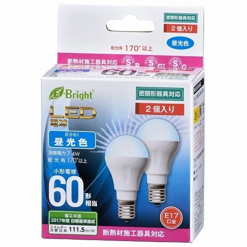 ヨドバシ.com - オーム電機 OHM LDA7D-H-E17IH212P [LED電球 ミニクリタイプ 60形相当 E17口金 昼光色 2個入] 通販【全品無料配達】